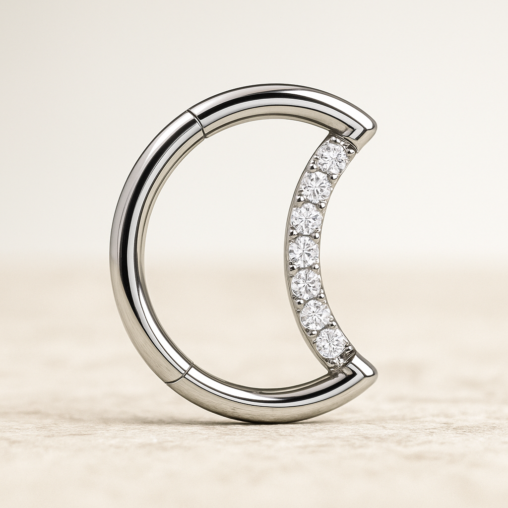 Dina - Titanium Moon Daith/ Septum Segment Ring – Cura - Piercing Jewellery