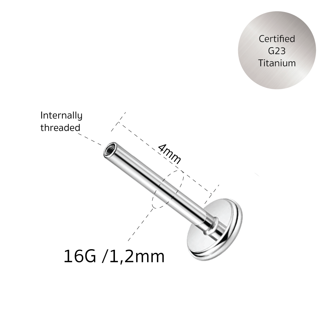 Titanium Threaded Labret Post Only | Cura – Cura - Piercing Jewellery