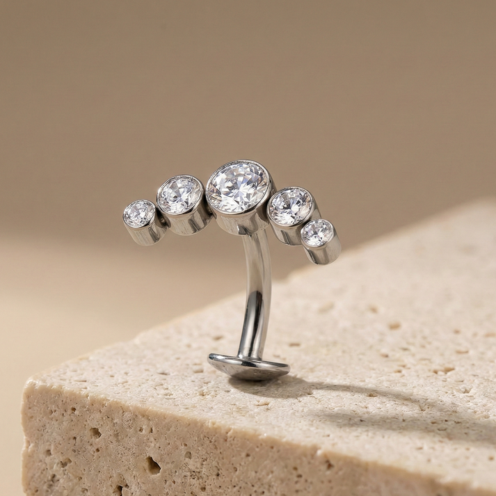 Titanium Multi stone Floating Belly Ring | Cura - Piercing Jewellery