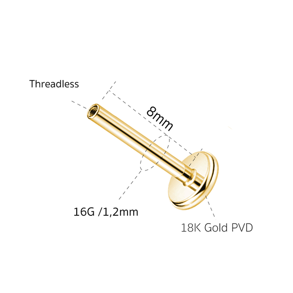 8mm Surgical Steel Threadless Labret Flat Back Post Only – Cura ...